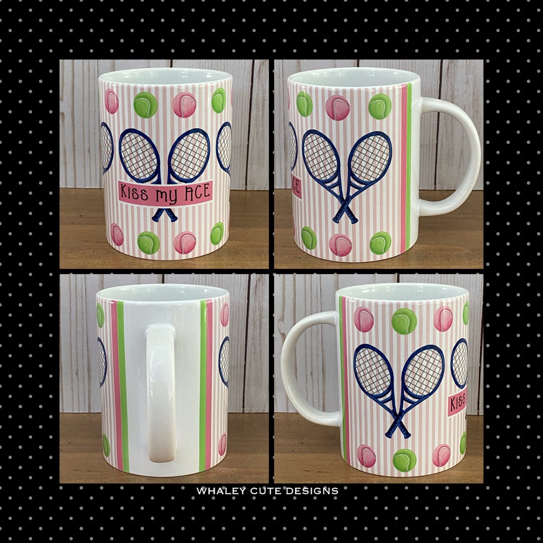 TENNIS Mug, Personalized, Preppy, Whimsical, Ceramic, Stainless Steel ...