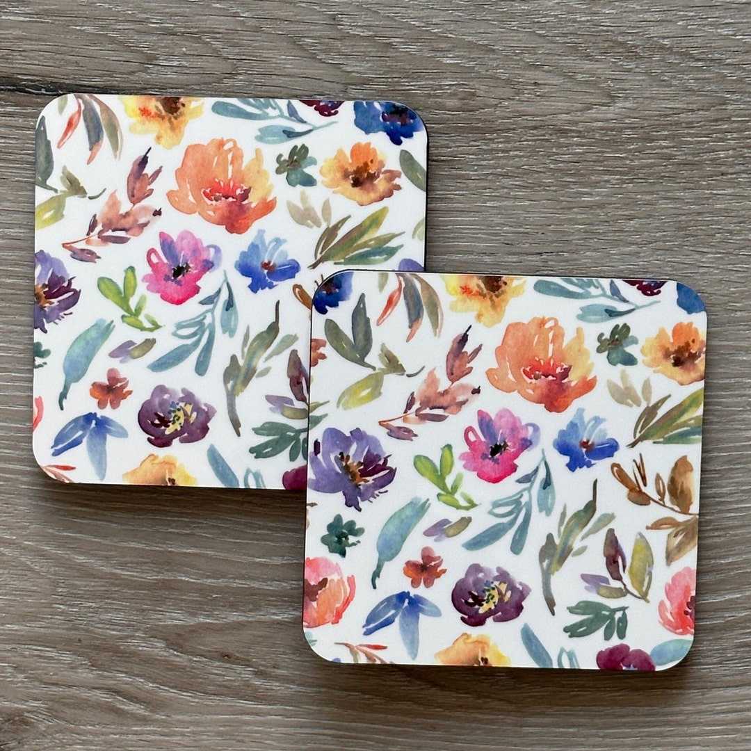FLORAL COASTERS, Watercolor, Wild Flowers, Whimsical, Preppy ...