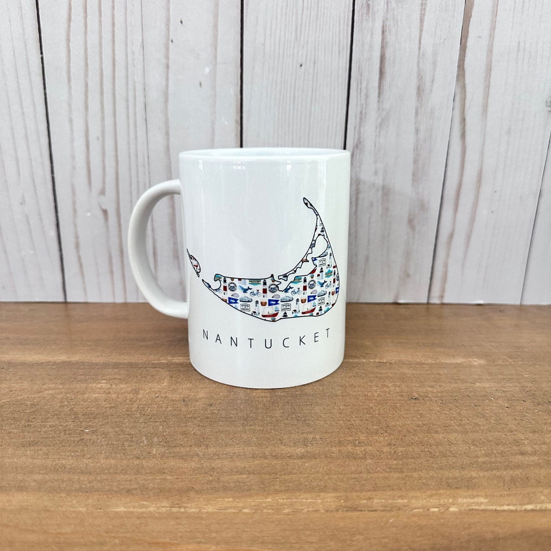 NANTUCKET Map 15oz Ceramic Mug, Monogram Mug, Preppy Mug - Etsy