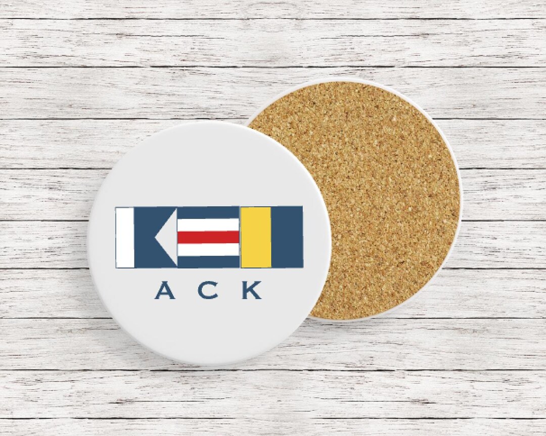 ACK Nantucket Coaster, Nantucket Flag Drink Coaster, Coastal New ...