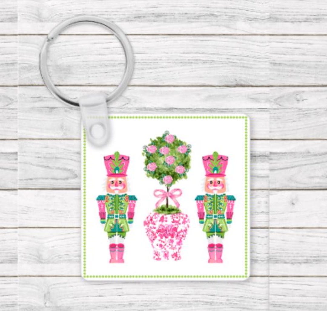 Chinoiserie KEYCHAIN, Nutcracker, Christmas, Topiary, Preppy, Bag Tag ...