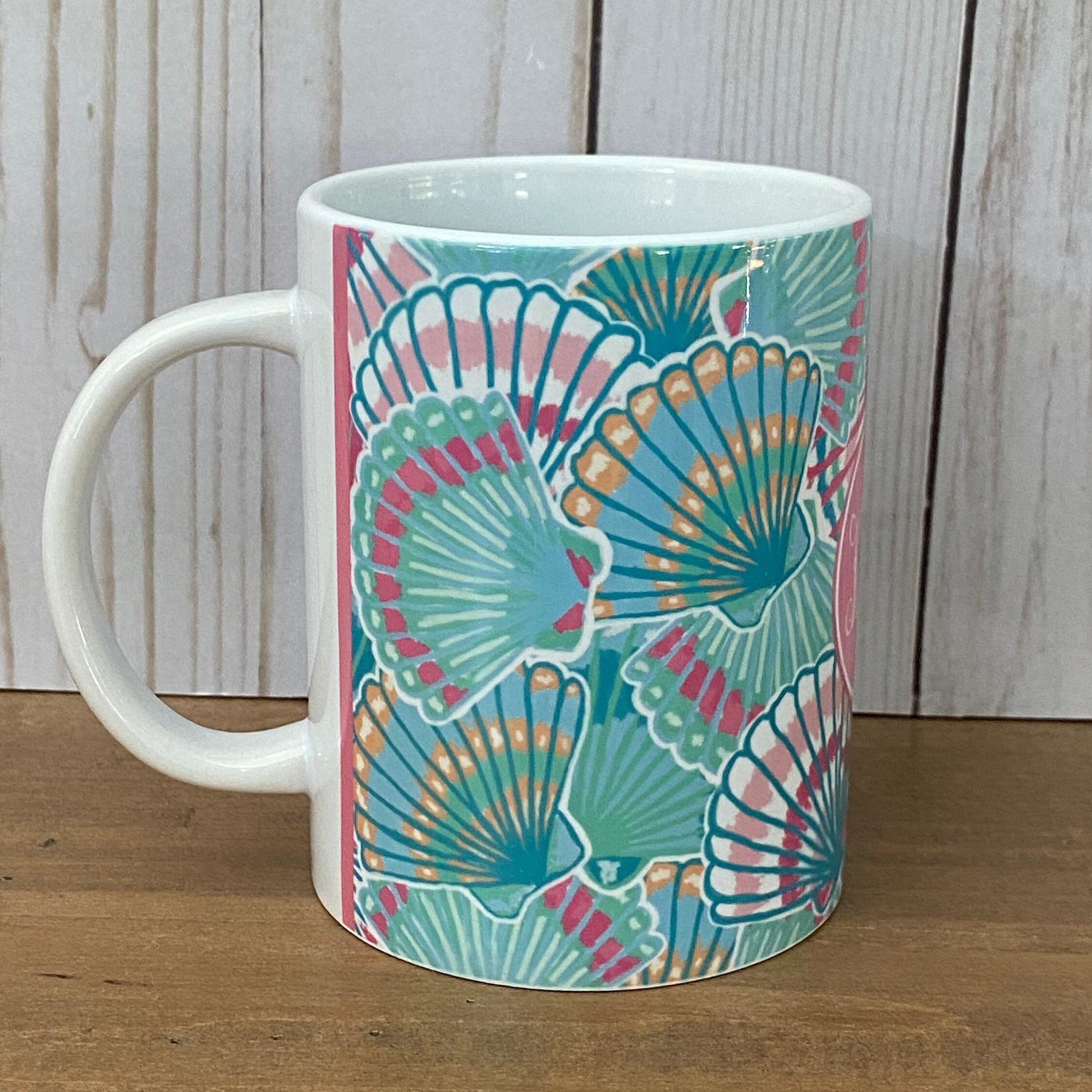 SEASHELLS 15oz Ceramic Mug Monogram Mug Preppy Mug | Etsy