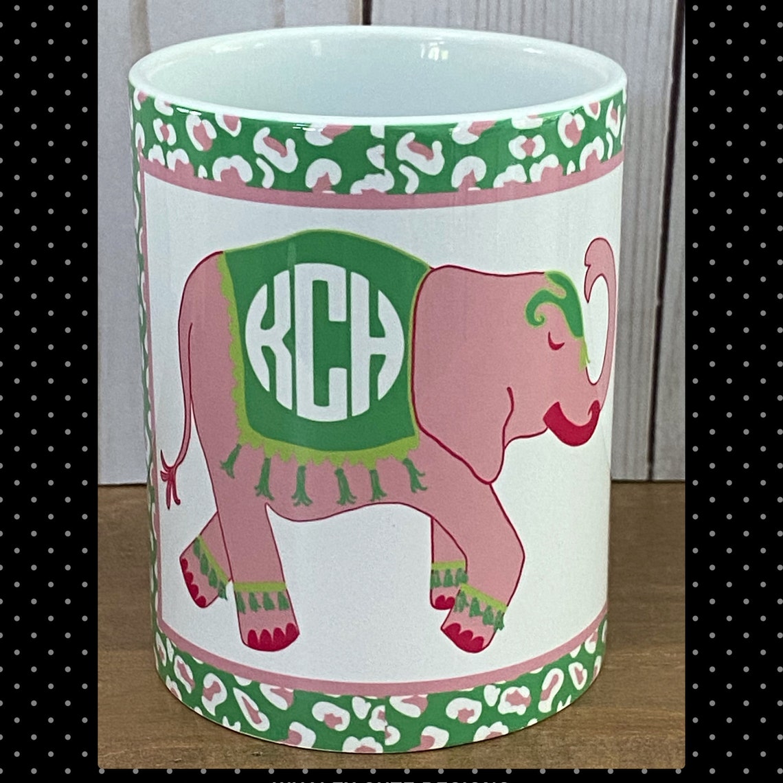ELEPHANT 15oz Ceramic Mug Monogram Mug Preppy Mug | Etsy