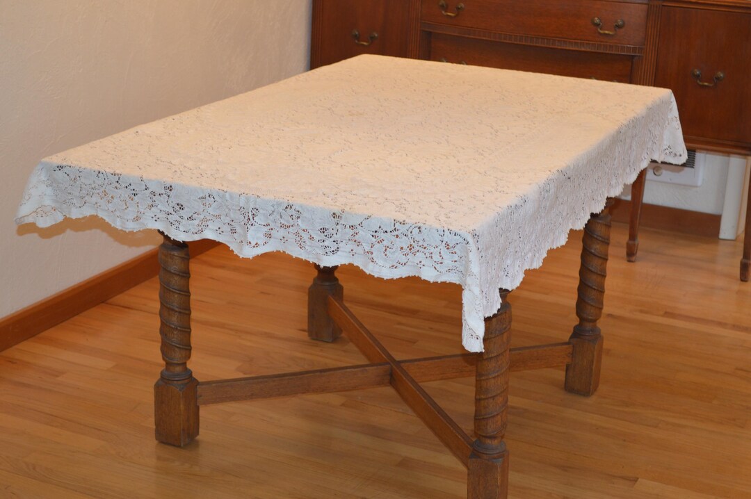 Vintage Quaker Lace Tablecloth--vintage Lace Tablecloths--quaker Lace ...