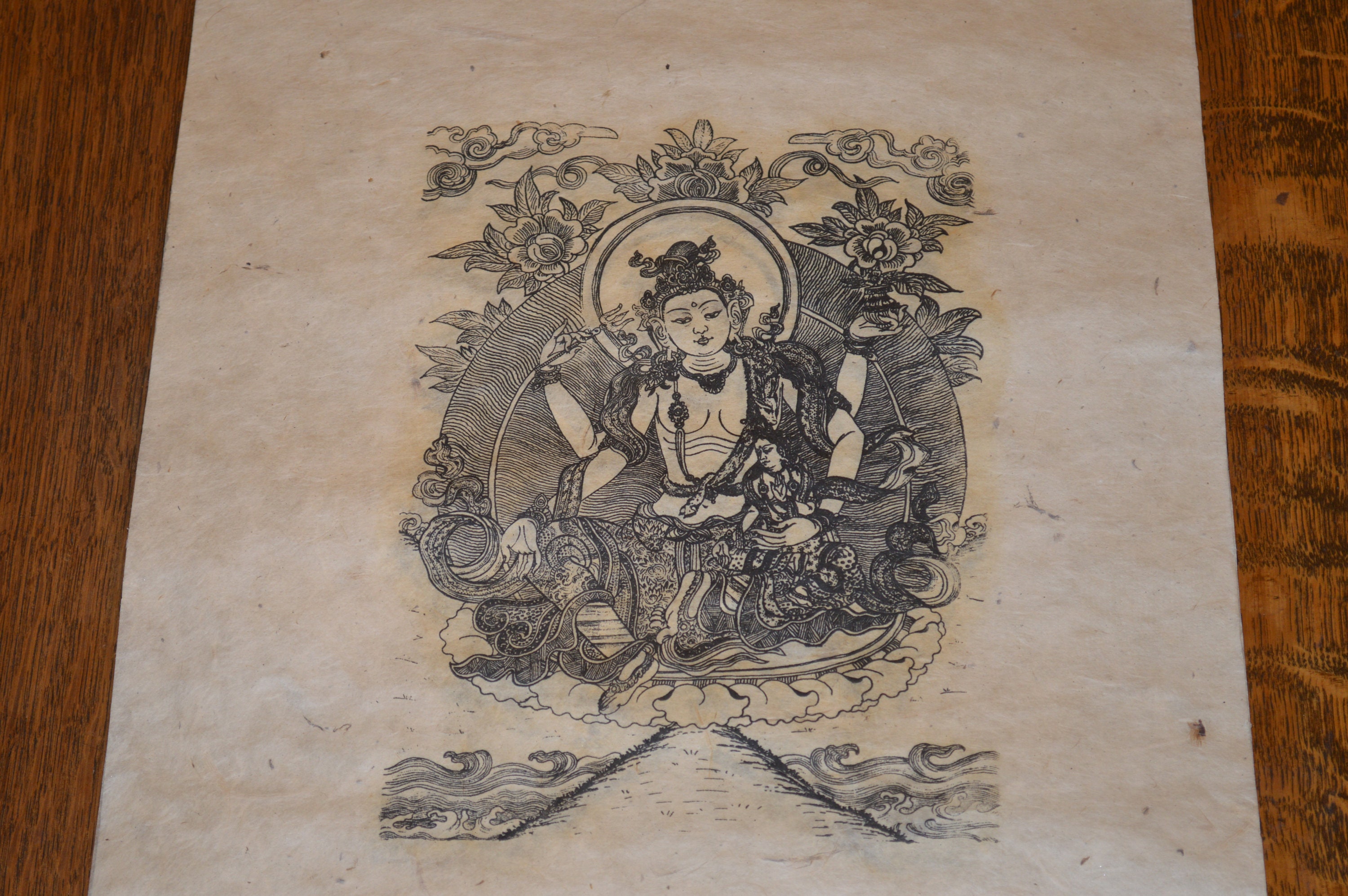 Vintage Hindu Wood Block Printrice Paper Printshiva & Parvarti ...