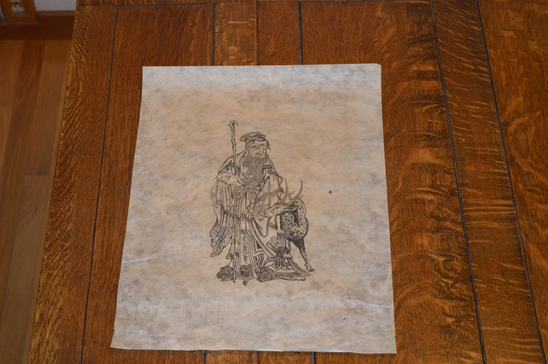 Vintage Rice Paper Print---vintage Block Print---1970's Rice Paper ...