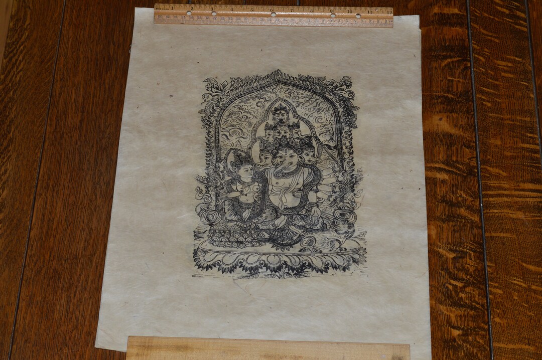 Vintage Woodblock Print---rice Paper Print---ganesha Print---rice Paper ...