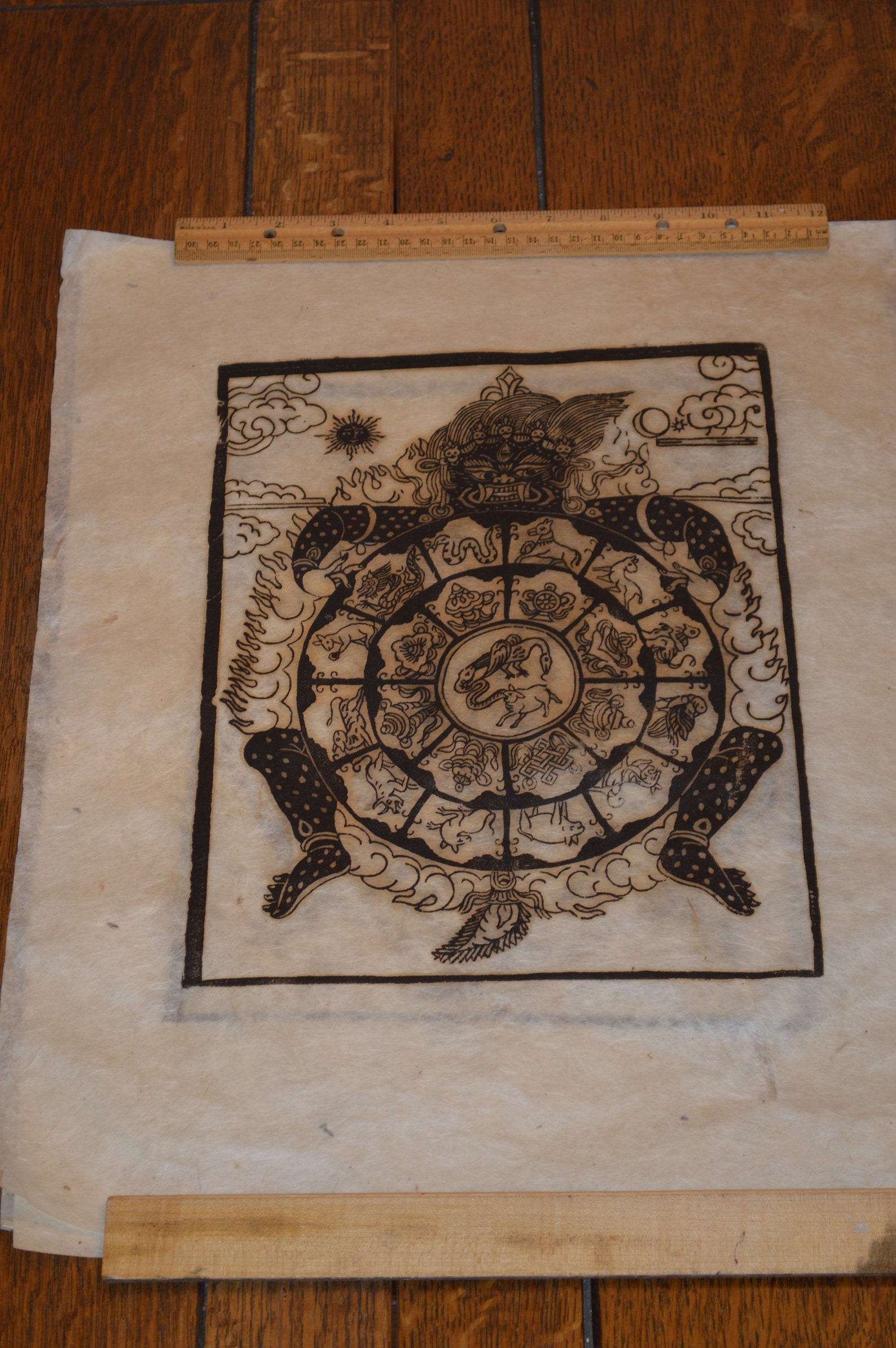 Vintage Rice Paper Printwheel of Life Block Printkali - Etsy