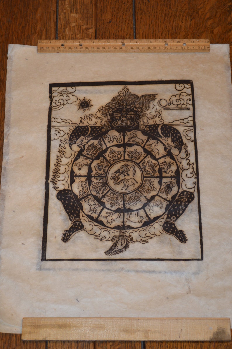 Vintage Rice Paper Printwheel of Life Block Printkali - Etsy