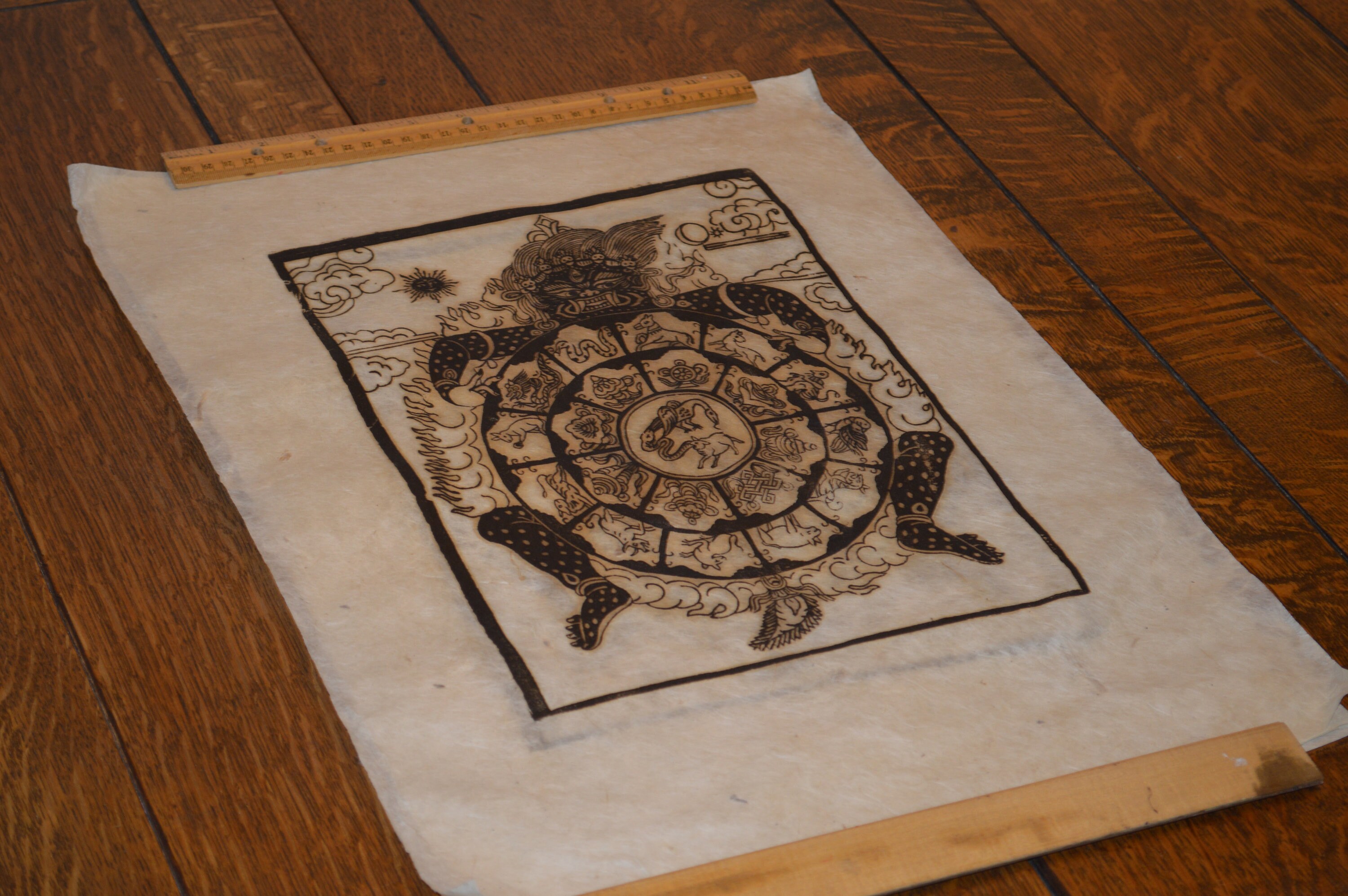 Vintage Rice Paper Printwheel of Life Block Printkali - Etsy