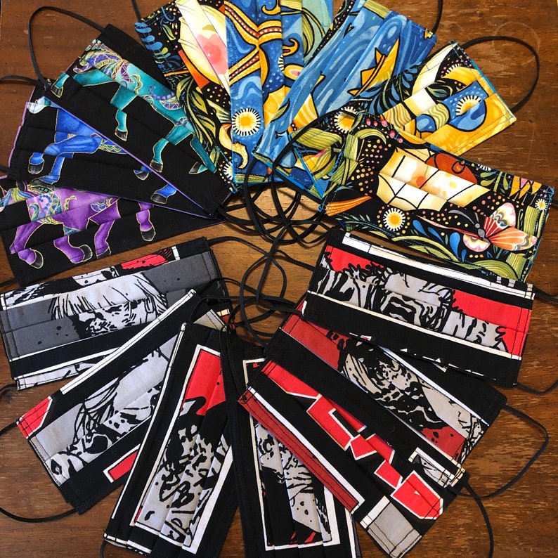 Pleated Square Rectangle Washable Fabric Face Mask With Nose - Etsy