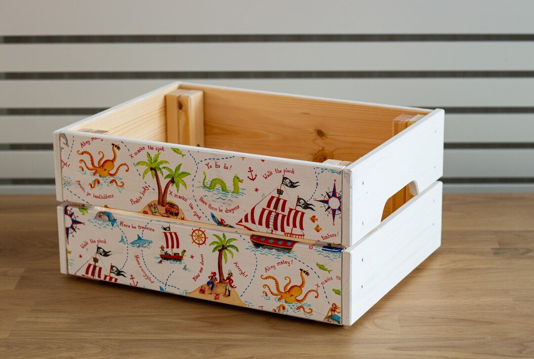 Pirate Crate Wooden Crate Storage Pirate Kids Childs - Etsy