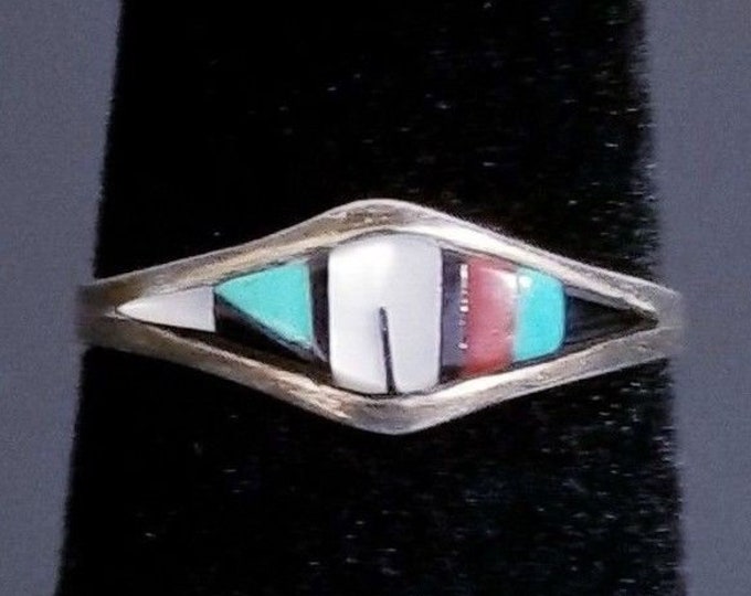 Vintage Zuni Ring, Sterling Silver, DE-CM Zuni Signed, Native American ...