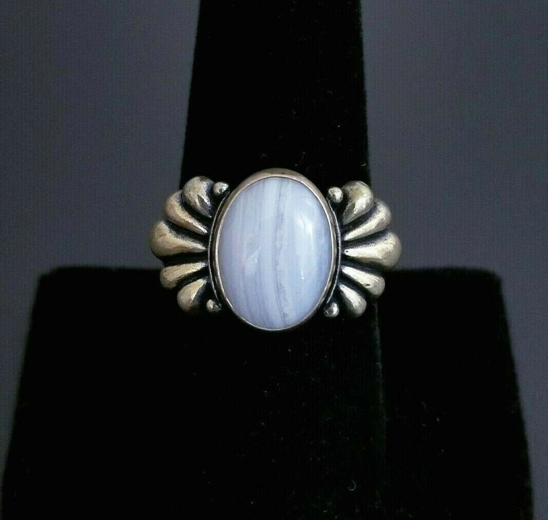 Vintage Sterling Silver White Agate Ring, Carolyn Pollack Hallmarked ...