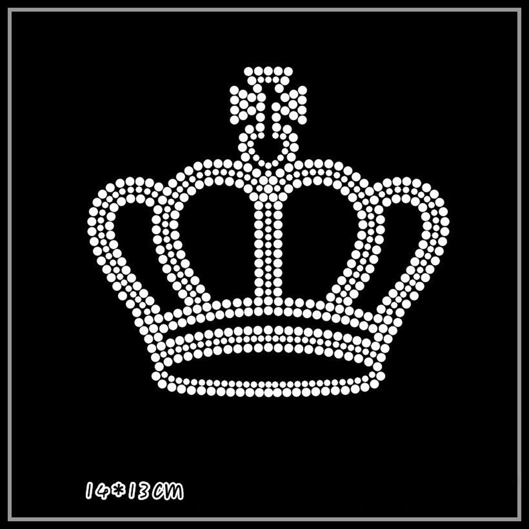 Crown Rhinestone Transfer Bling Hot Fix Iron on Patch Motif Design ...