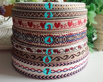 1 Yard Embroidered Lace Ethnic Ribbon flower Jacquard Ribbon - Etsy