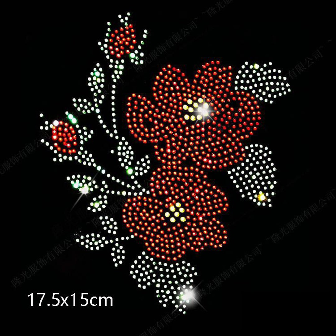 Flower Rhinestone Transfer,iron on Hot Fix,rhinestone Transfer Bling ...