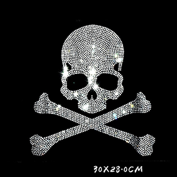 Skull Rhinestone Transfer Bling Hot Fix Iron on Patch Motif | Etsy