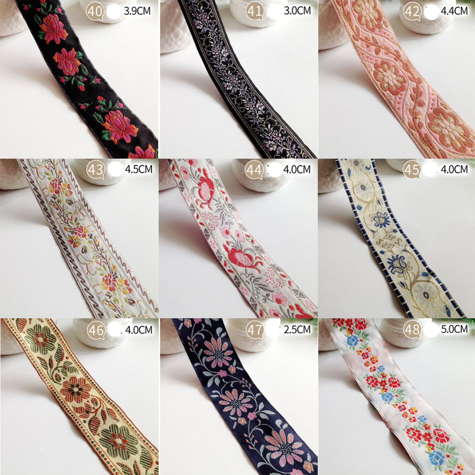 1 Yard Woven Trim Border Flower Fabric Trim Lace Ethnic Ribbon ...