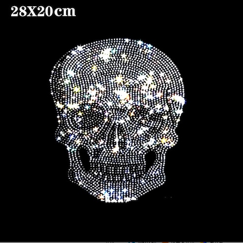 Large Skull Rhinestone Transfer Iron on Hot Fix Crystal - Etsy