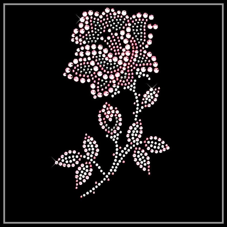 Rose Rhinestone Transfer Iron on Hot Fix Rhinestone Transfer - Etsy