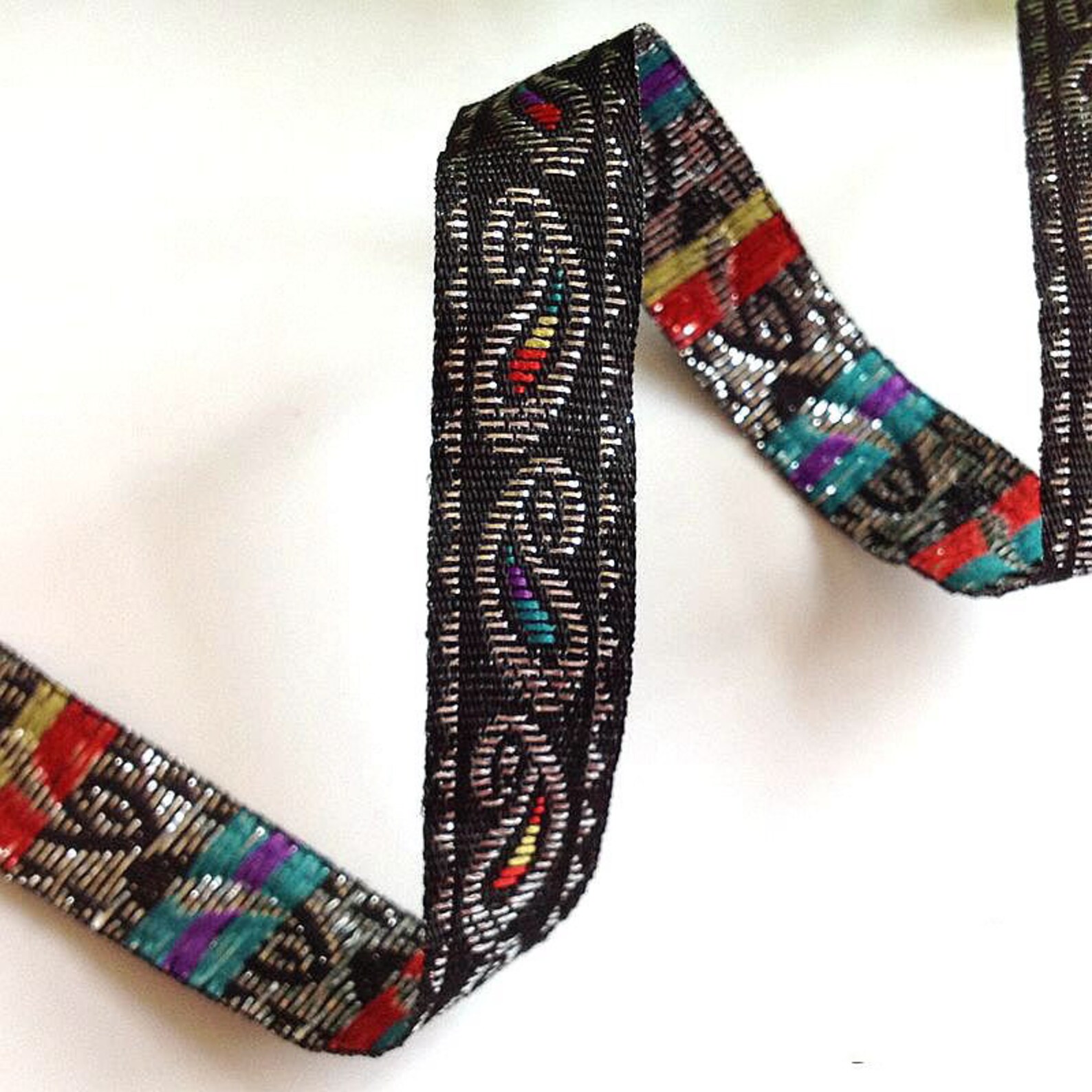 1 Yard Ethnic Ribbon Geometric jacquard ribbon embroider trim | Etsy