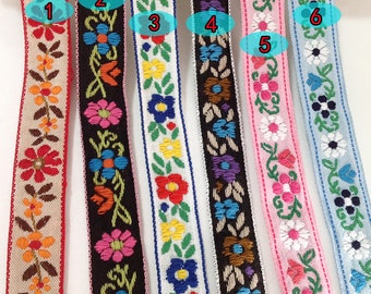 1 Yard Embroidered Lace Ethnic Ribbon flower Jacquard Ribbon - Etsy