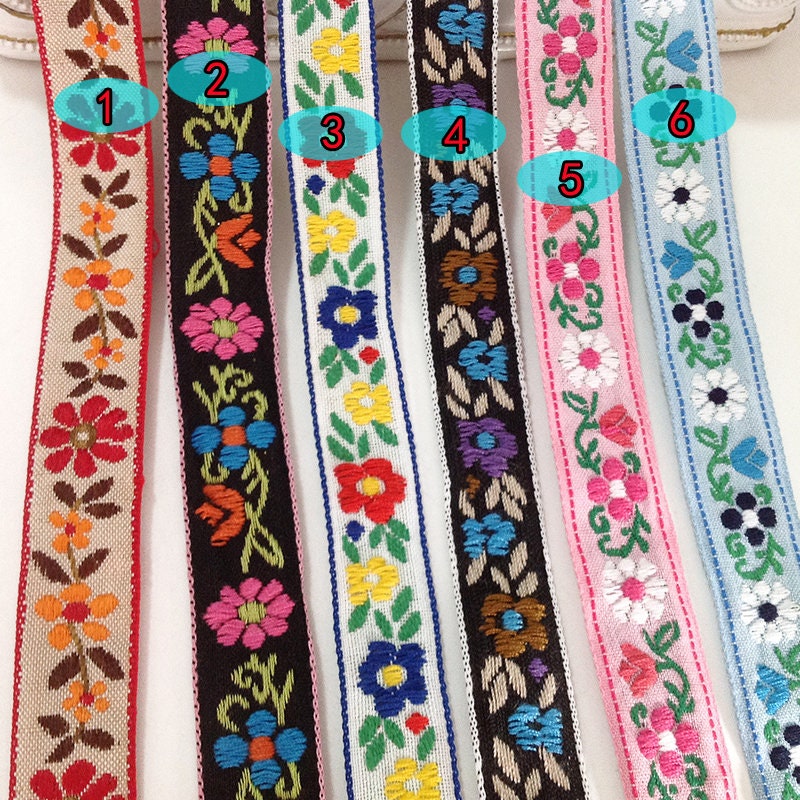 1 Yard Cotton Embroidered Flower Ethnic ribbon Flower | Etsy