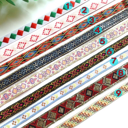 1 Yard Embroidered Lace Ethnic Ribbon flower Jacquard Ribbon - Etsy