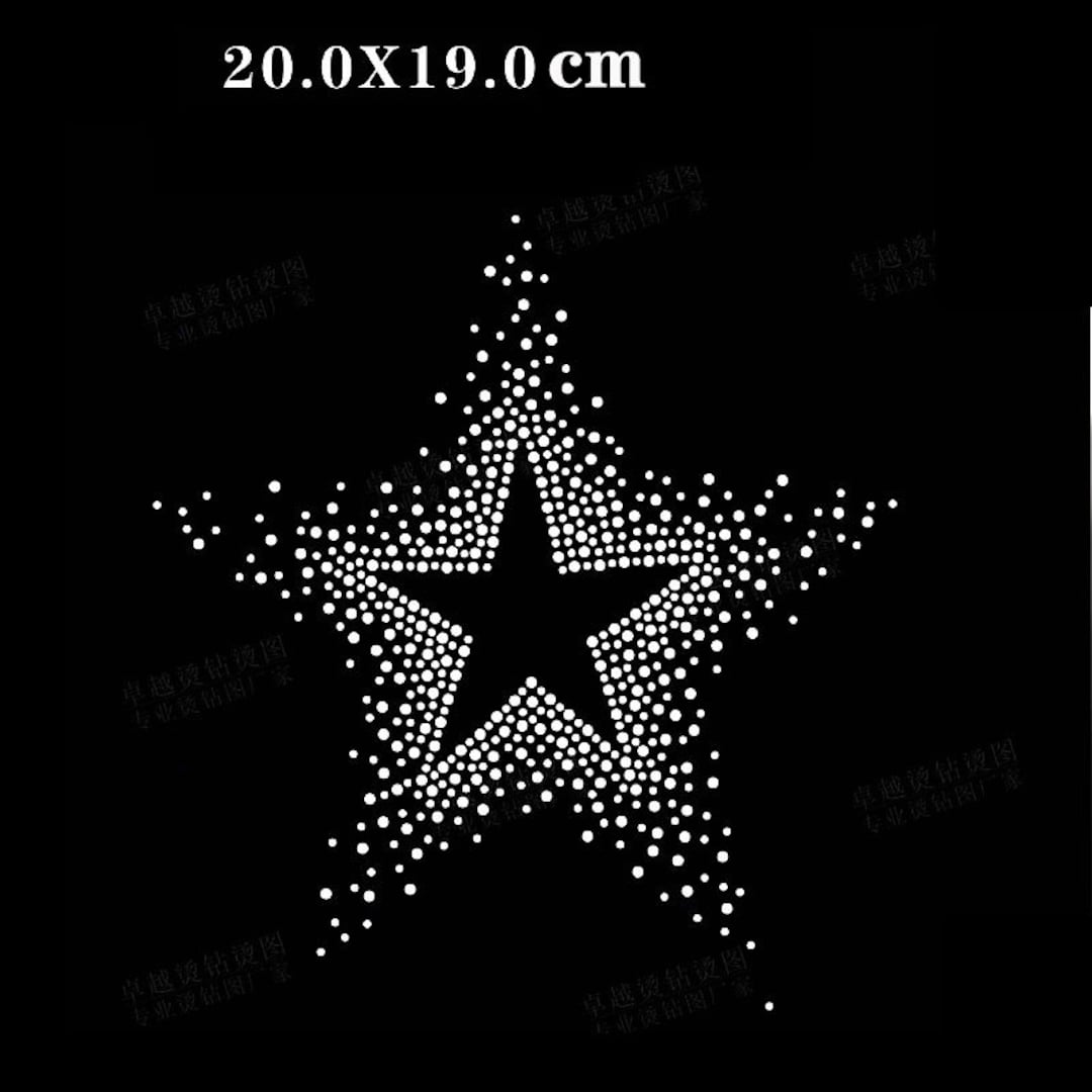 Star Rhinestone Transfer Bling Hot Fix Iron on Patch Motif Design ...