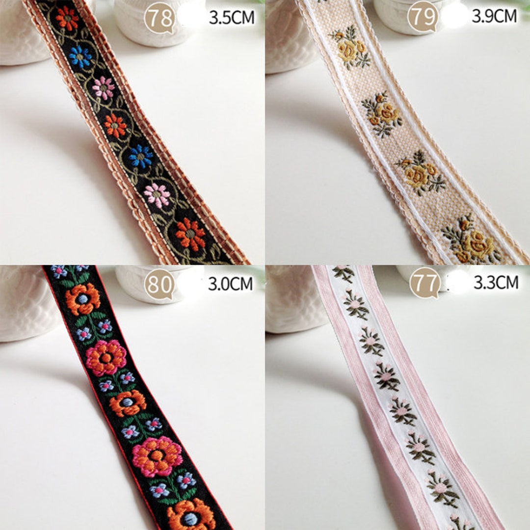 1 Yard Woven Trim Border Flower Fabric Trim Lace Ethnic Ribbon ...