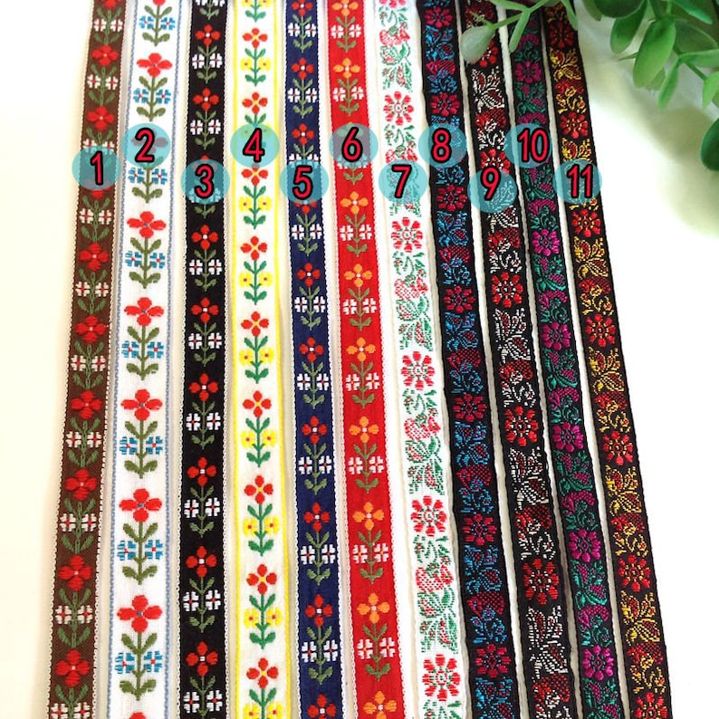 1 Yard Floral Woven Trim Border Fabric Trim Lace Ethnic | Etsy