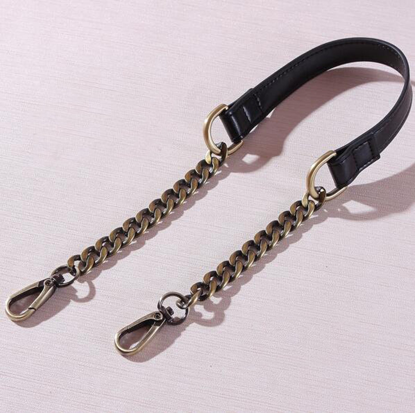 12mm Black Leather Purse Chain Metal Shoulder Handbag Strap | Etsy