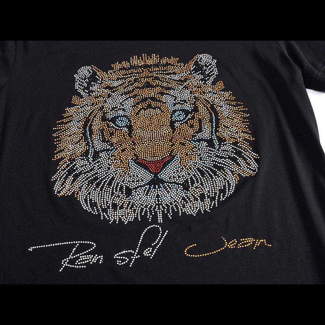 Tiger Rhinestone Transfer,iron on Hot Fix, Rhinestone Transfer Bling ...