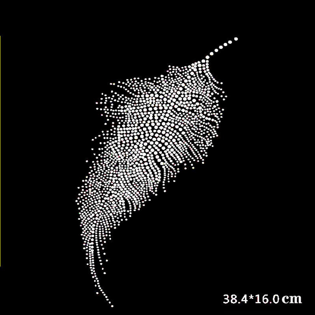 Feather Rhinestone Transfer Bling Hot Fix Iron on Patch Motif Design ...
