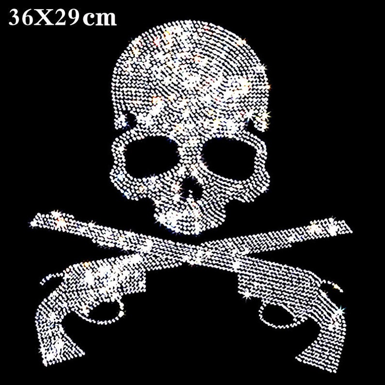 Skull Rhinestone Transfer Bling Hot Fix Iron on Patch Motif - Etsy