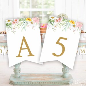 Floral Alphabet Banner, Letters and Numbers Flags, Printable Alphabet ...