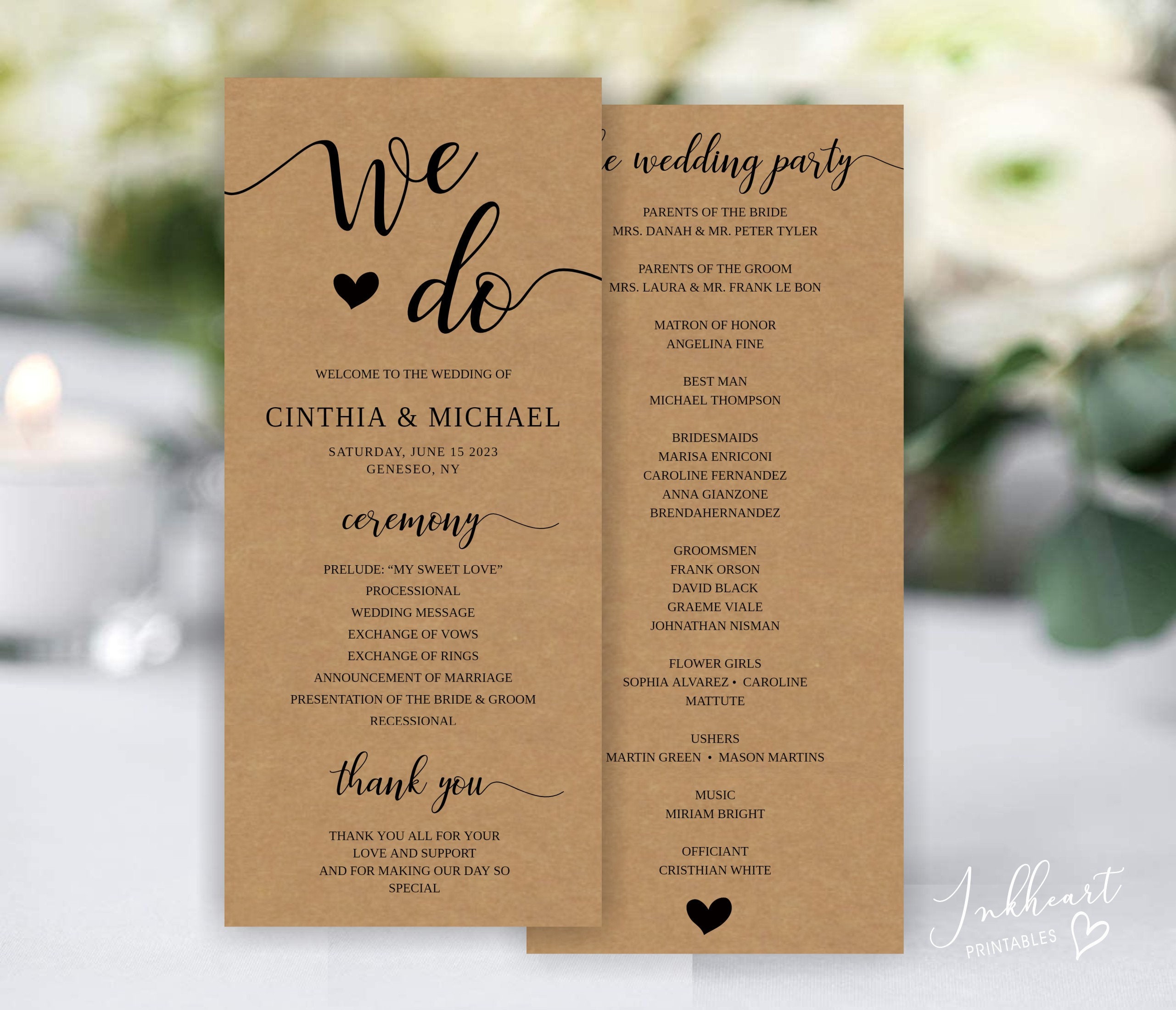 Wedding Program Template, We Do Ceremony Template, Printable Program, Wedding Program Printable ...