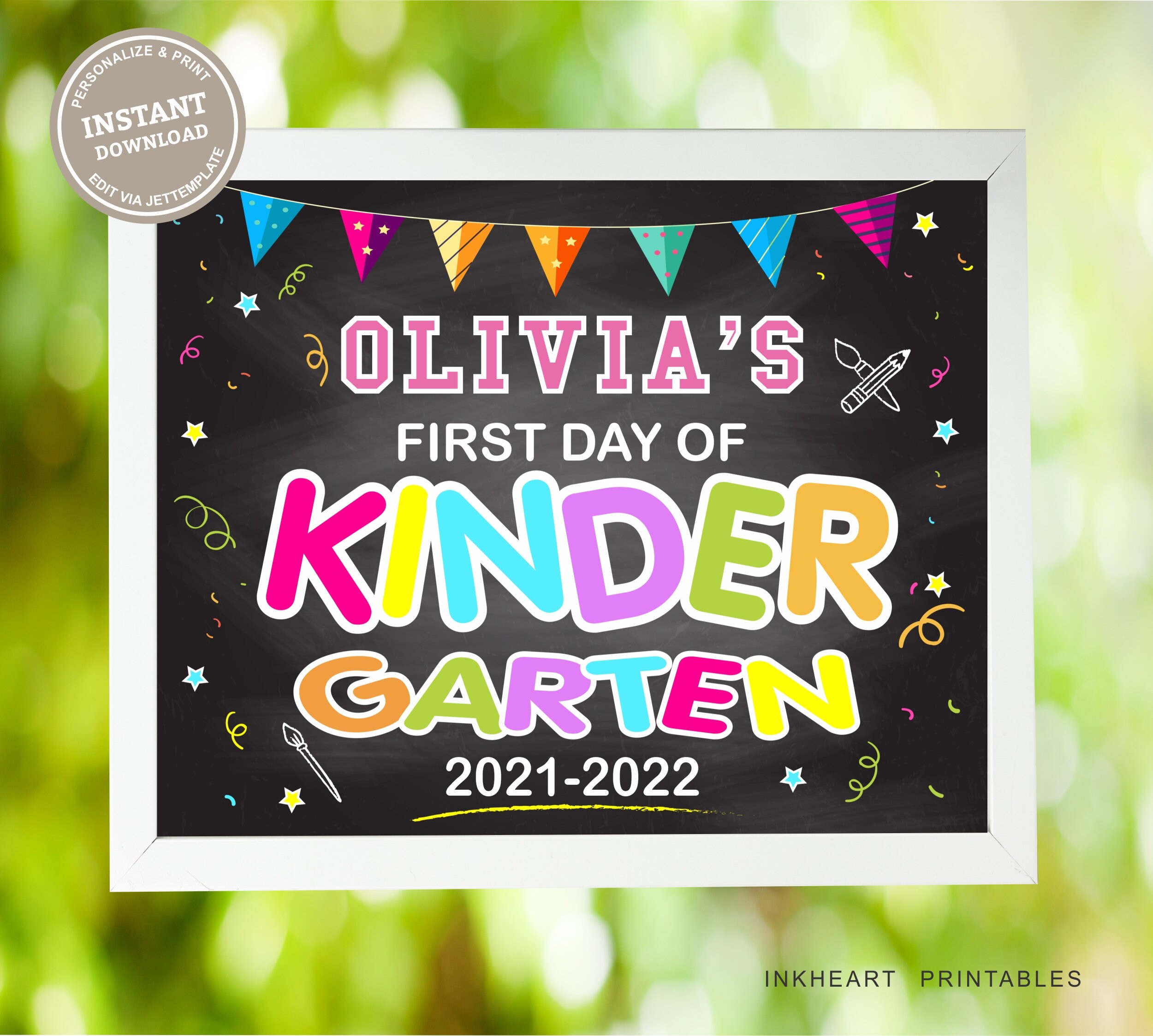 Editable First Day of School Sign, Kindergarten Sign, Back to School ...