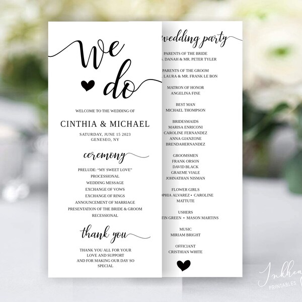 Wedding Program Template - Etsy