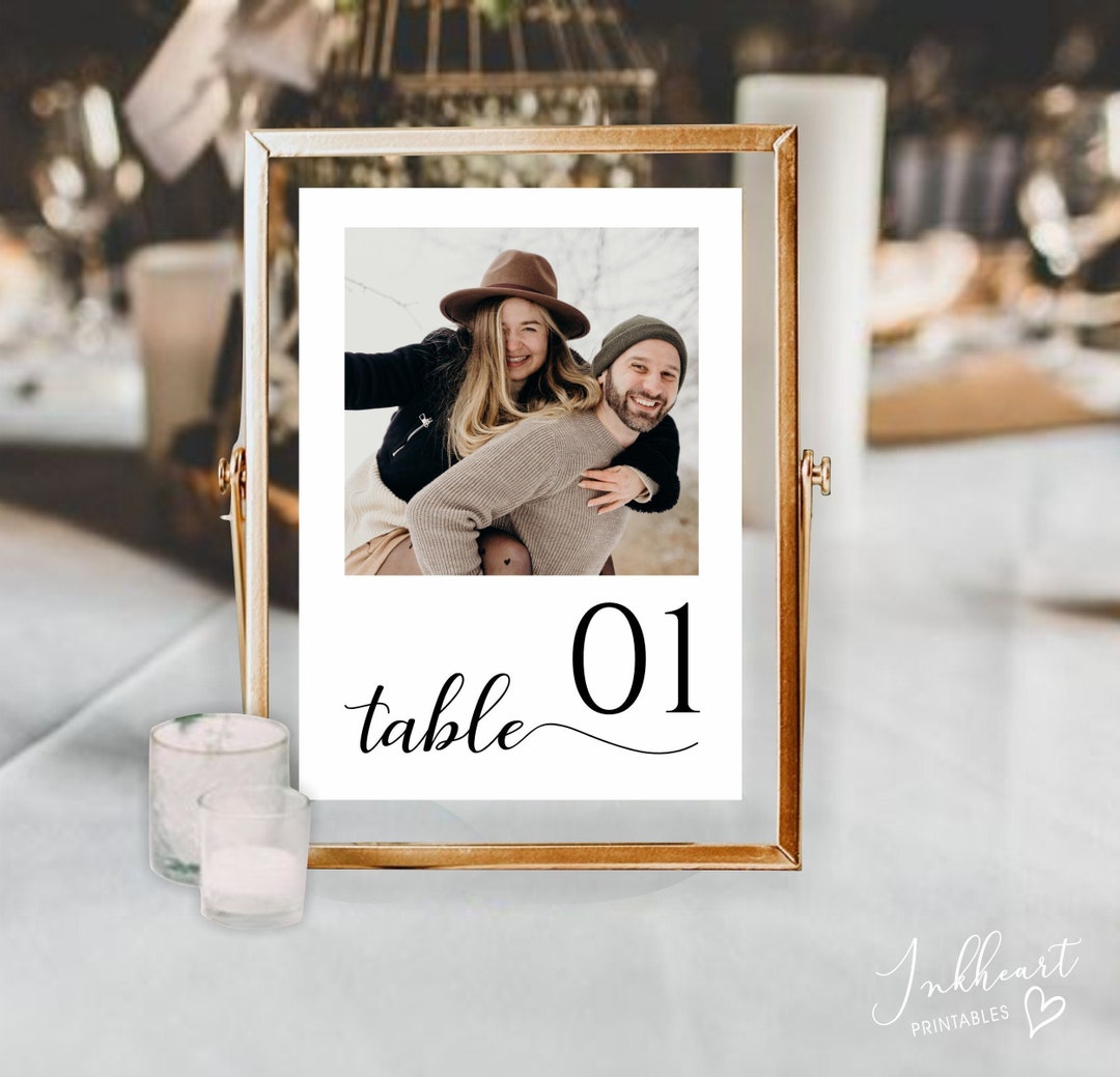 Photo Table Number Template, Editable Wedding Table Number, Printable ...
