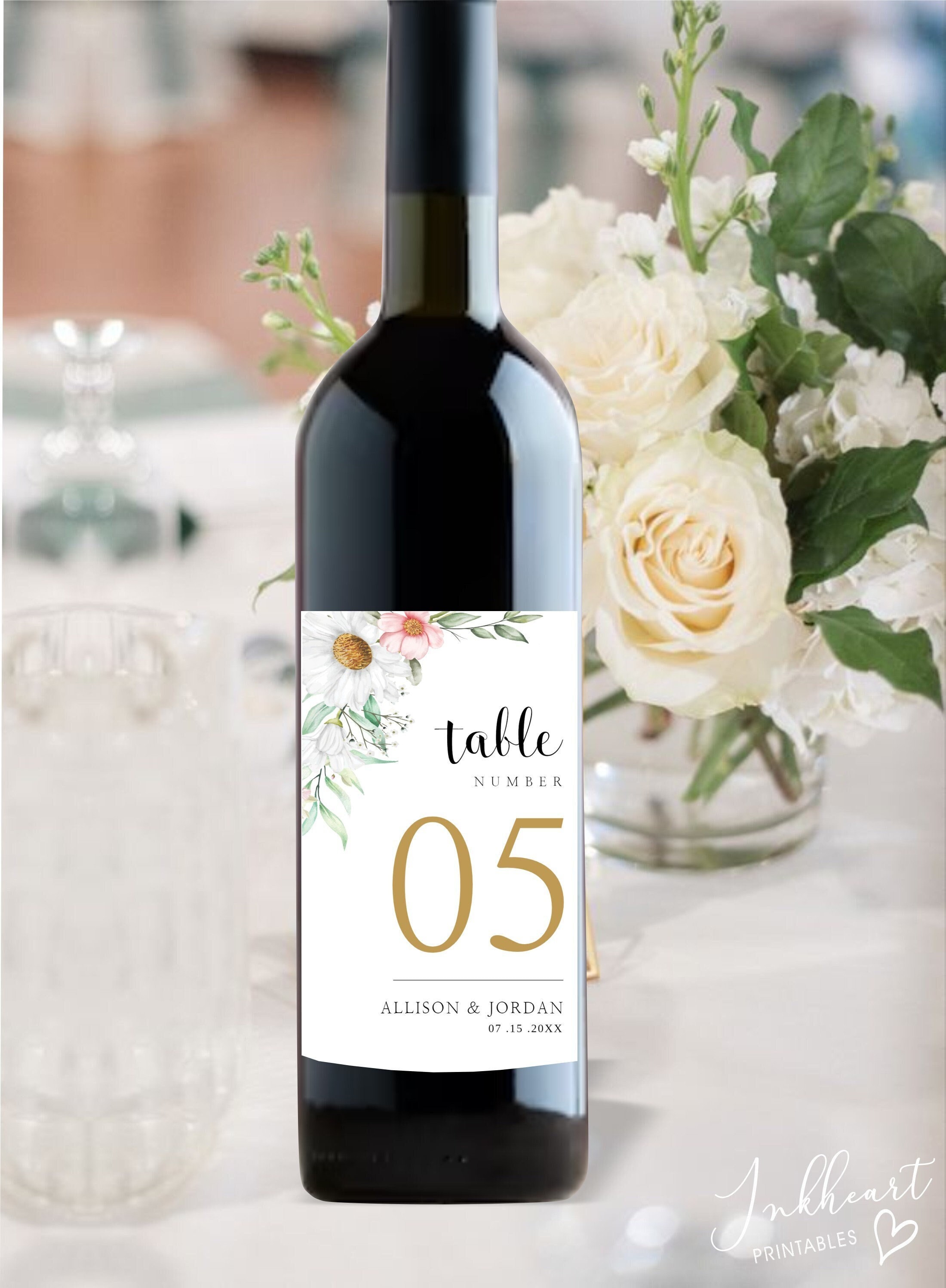 Wine Bottle Table Numbers Labels, Wedding Number Signs for Tables ...