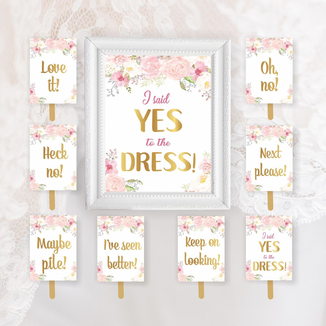 Said Yes to the Dress Signs, Bridal Dress Shopping Paddles, Wedding ...
