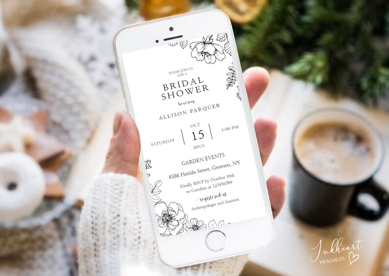 Electronic Bridal Shower Invitation Template, Editable Bridal Shower ...