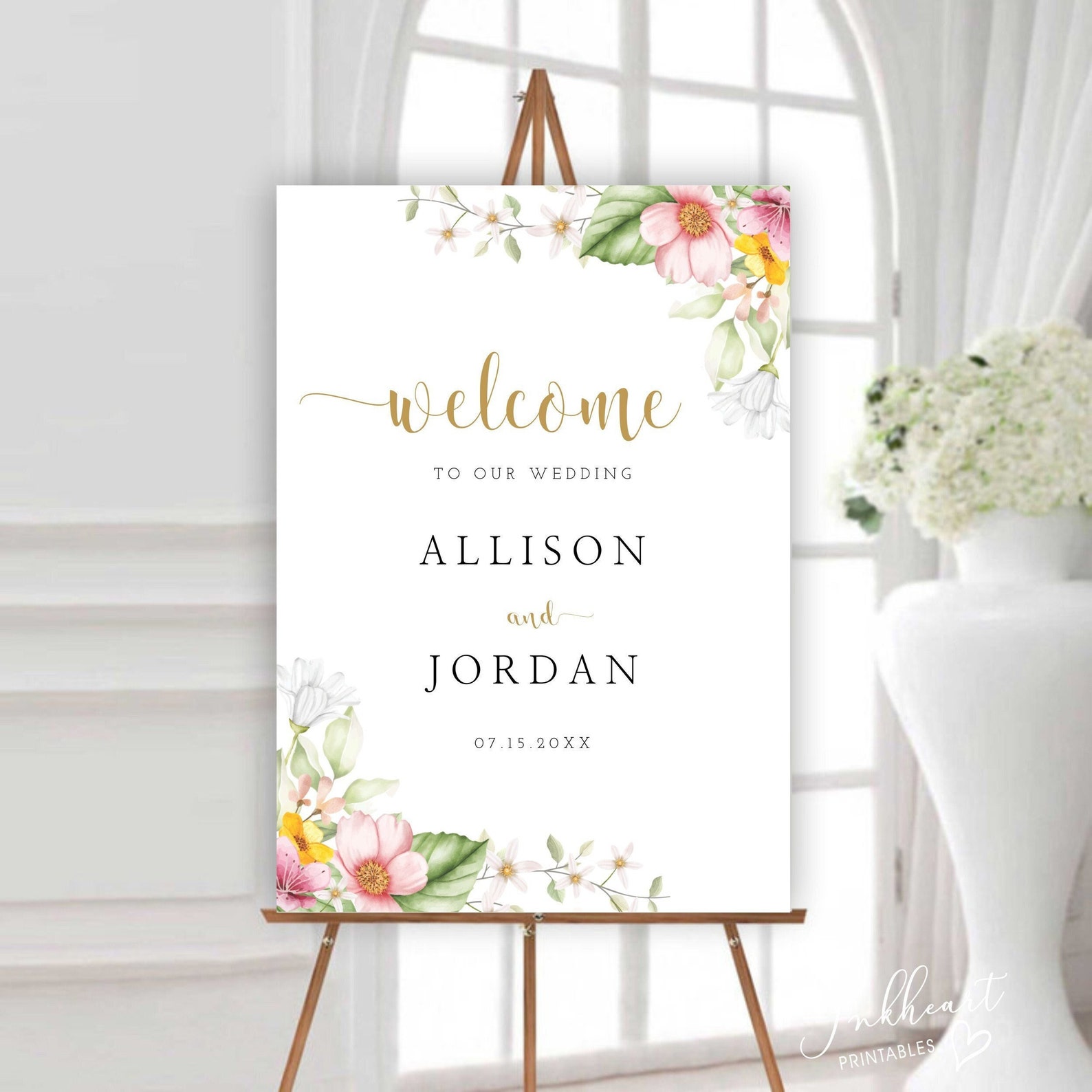 Wedding Welcome Sign Template, Floral Welcome Sign, Printable Welcome ...