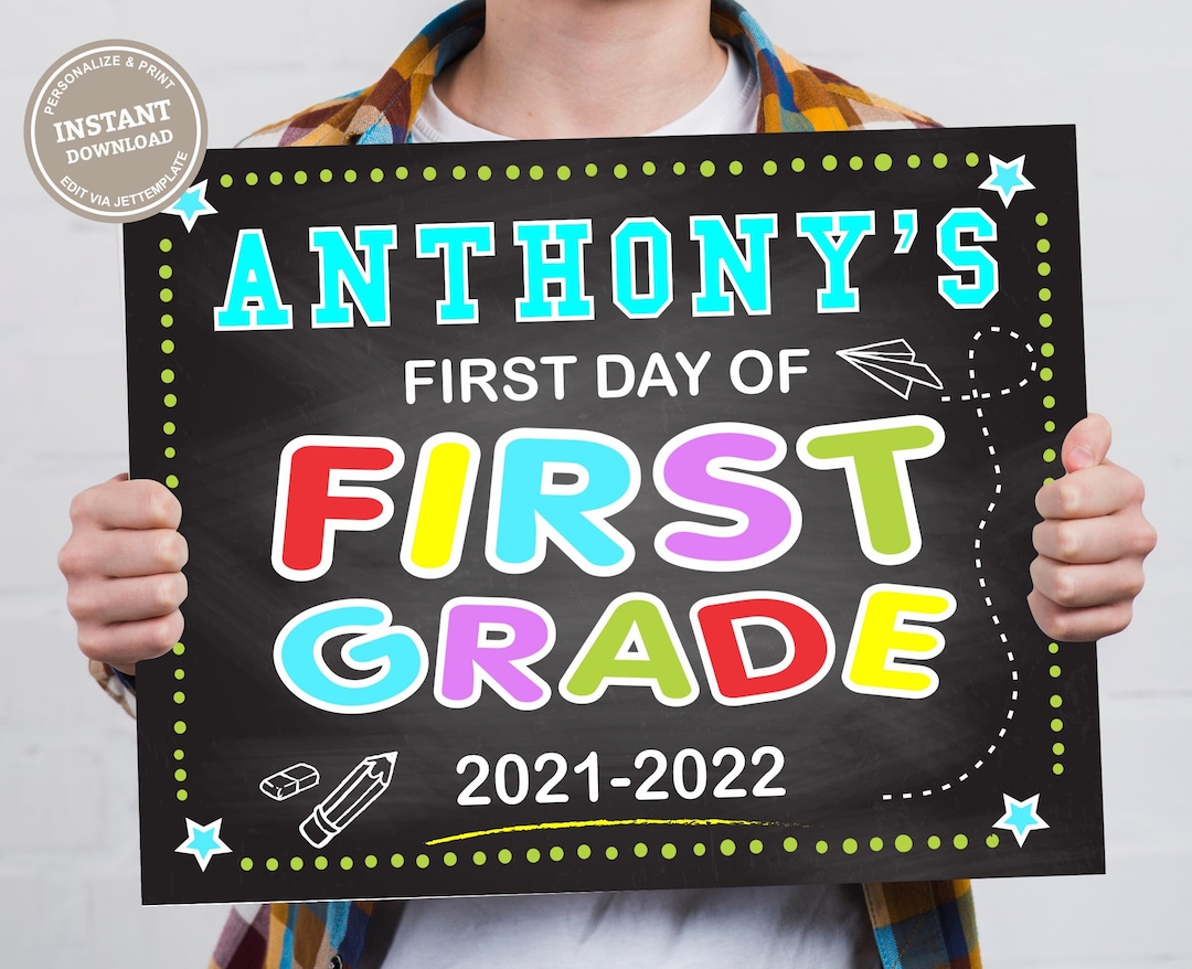 Editable First Day of School Sign, 1st Grade Sign, 2019-2020, Back to ...