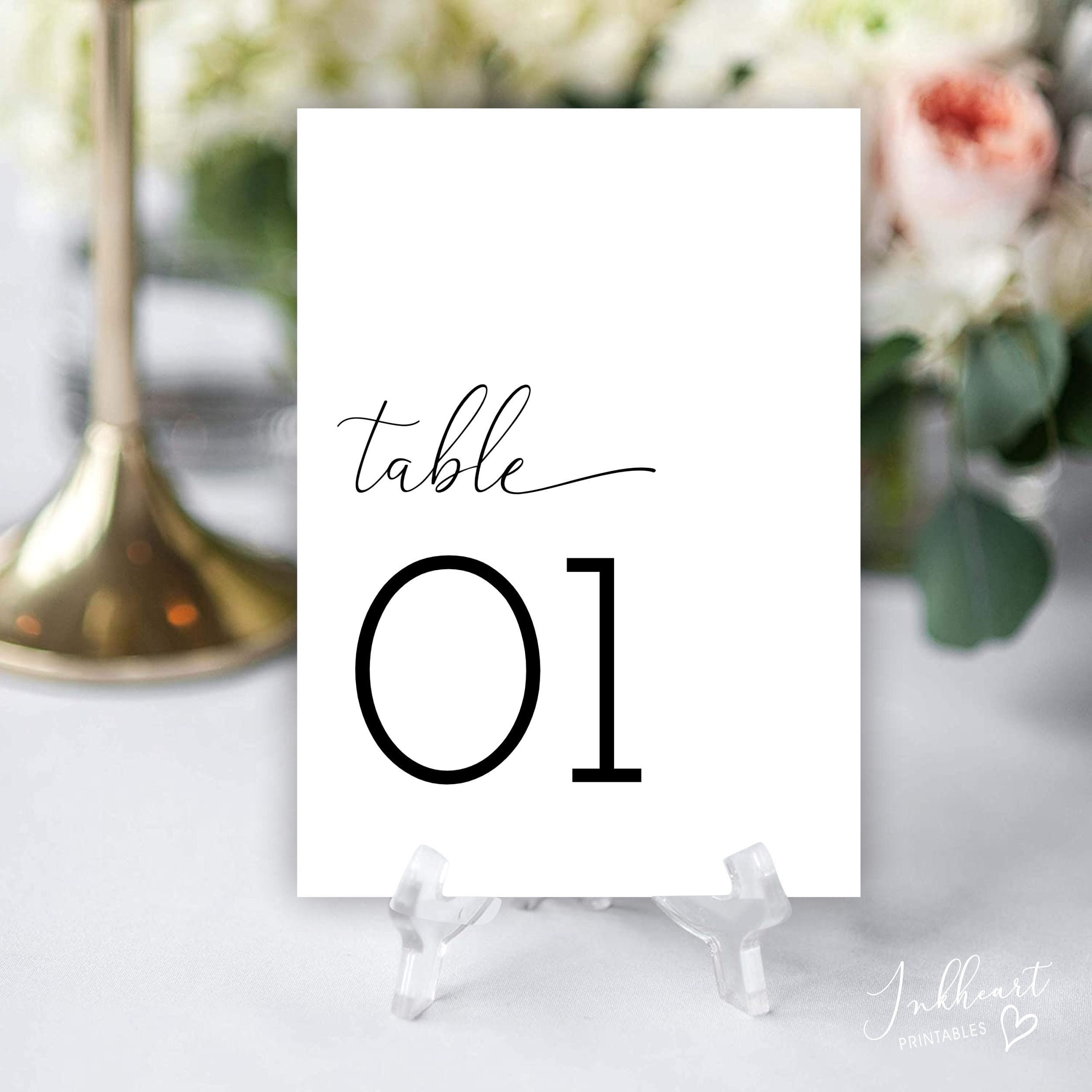 Minimalist Table Number Template, Wedding Number Signs for Tables ...