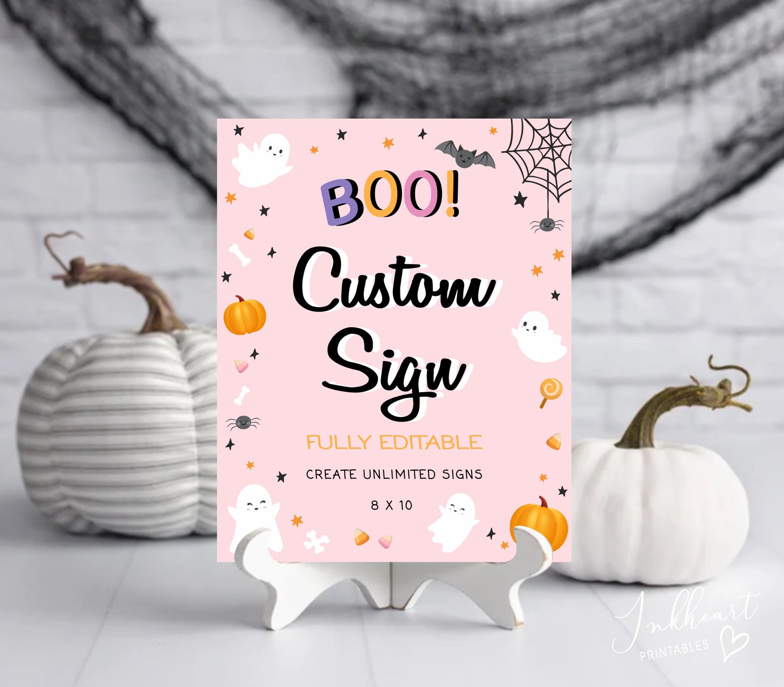 Editable Halloween Custom Sign, Halloween Boo Sign, Halloween Ghost ...