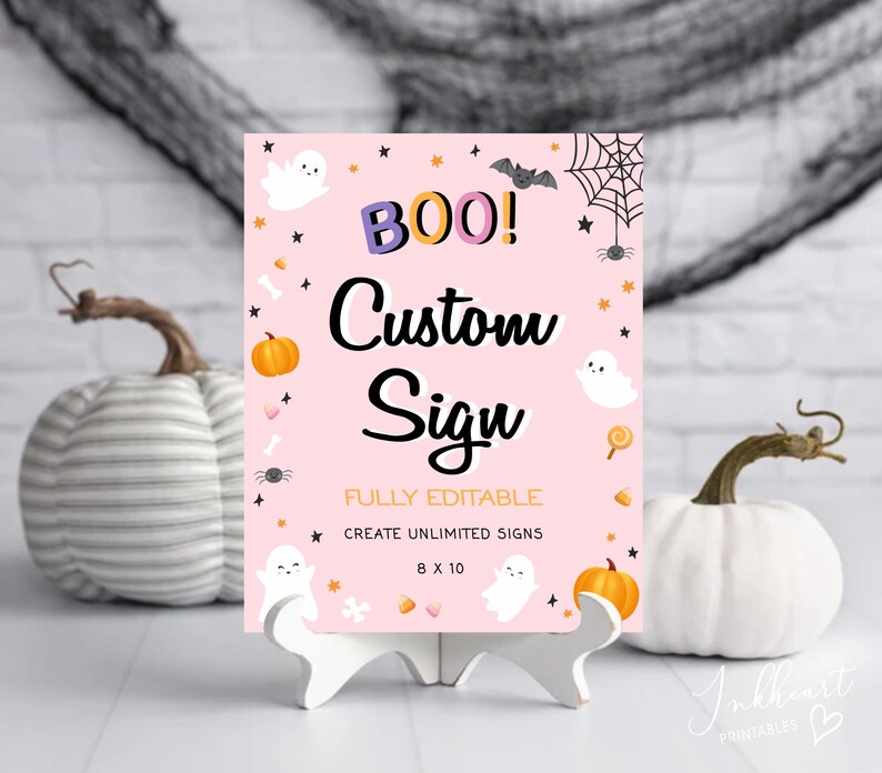 Editable Halloween Custom Sign, Halloween Boo Sign, Halloween Ghost ...