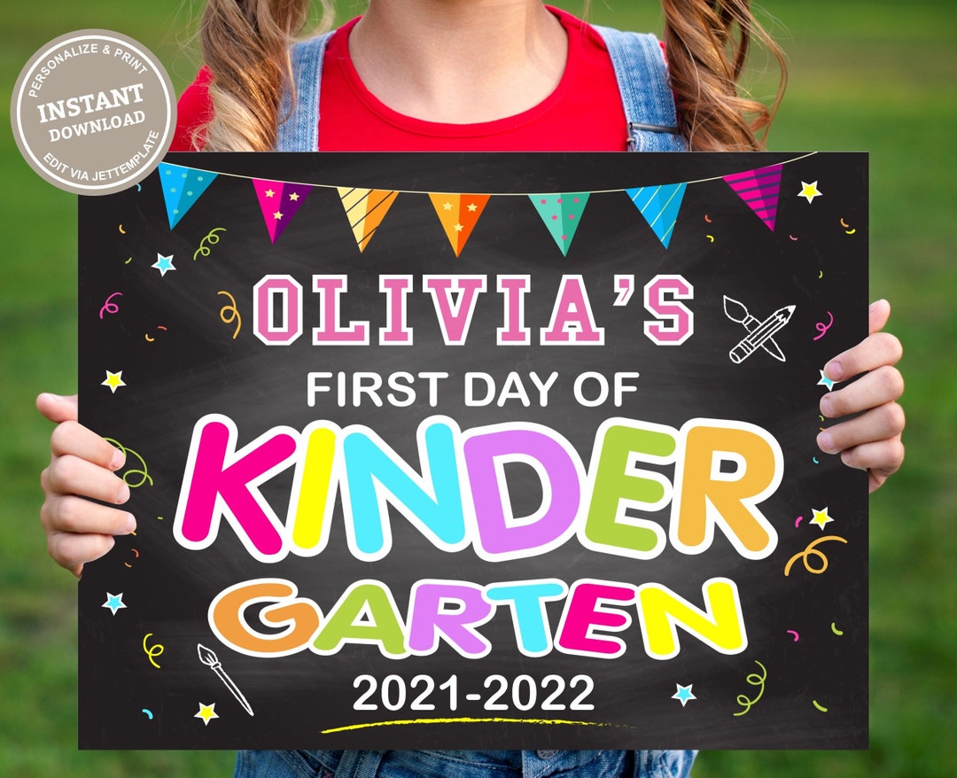 Editable First Day of School Sign, Kindergarten Sign, Back to School ...